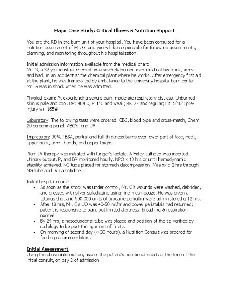 A Critical Care Case Study | PDF | Dieting | Weight Loss