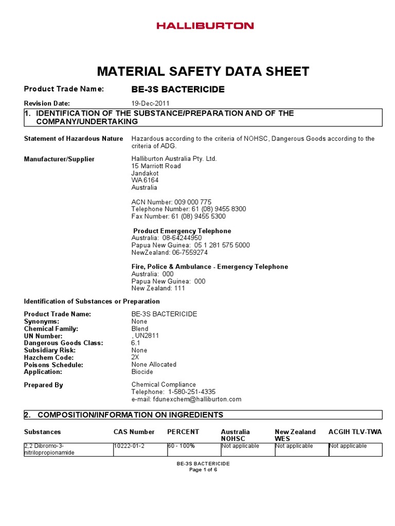 BE - 3S Msds | PDF | Toxicity | Personal Protective Equipment