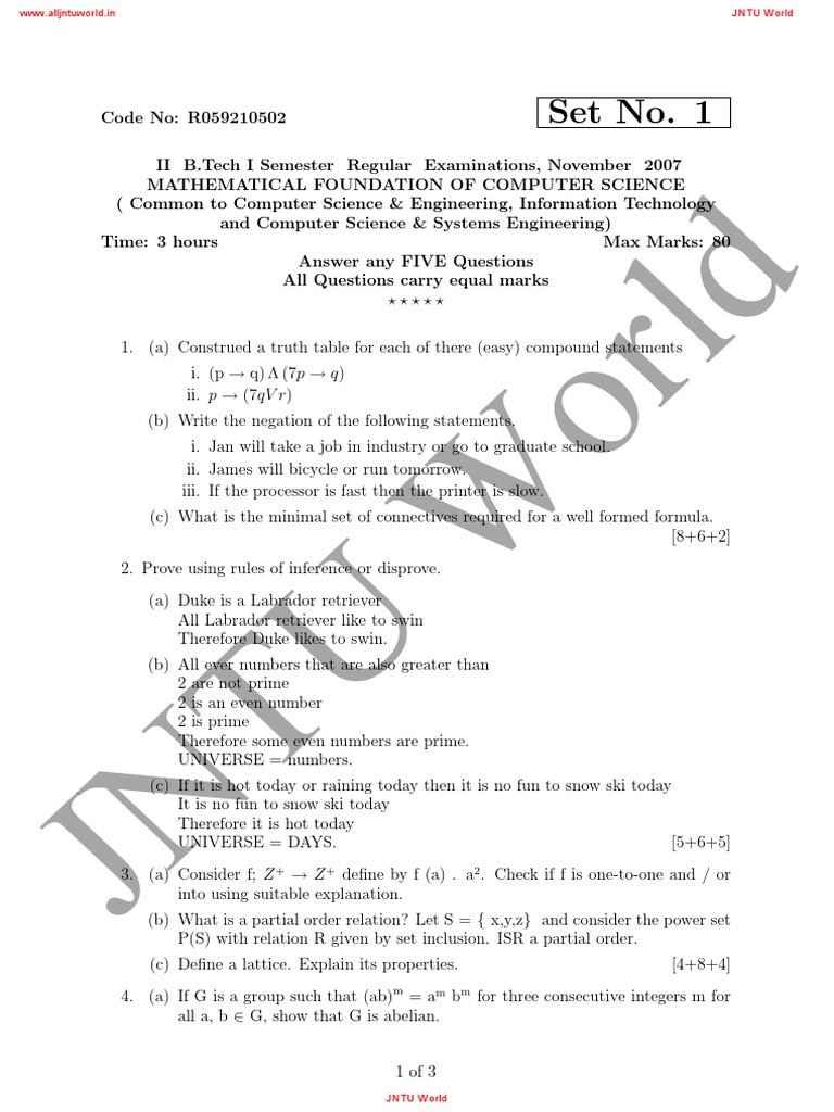 Mathematical Foundations of Computer Science | PDF | Theorem | Integer