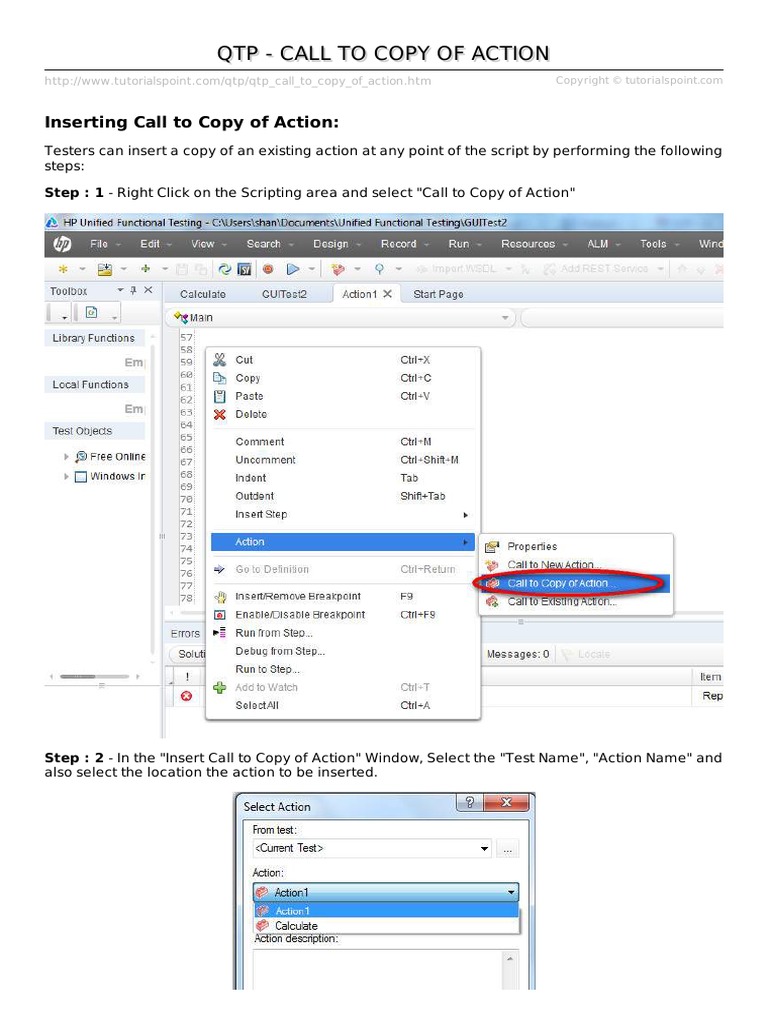 QTP Call To Copy of Action | PDF