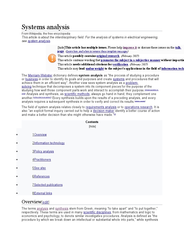 Systems Analysis | PDF | System | Systems Analysis