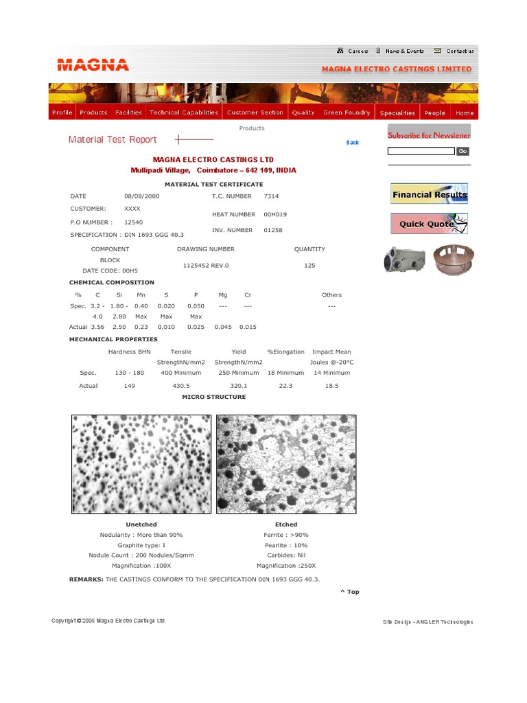 GGG 40.3 Test Report | PDF | Metals | Materials Science