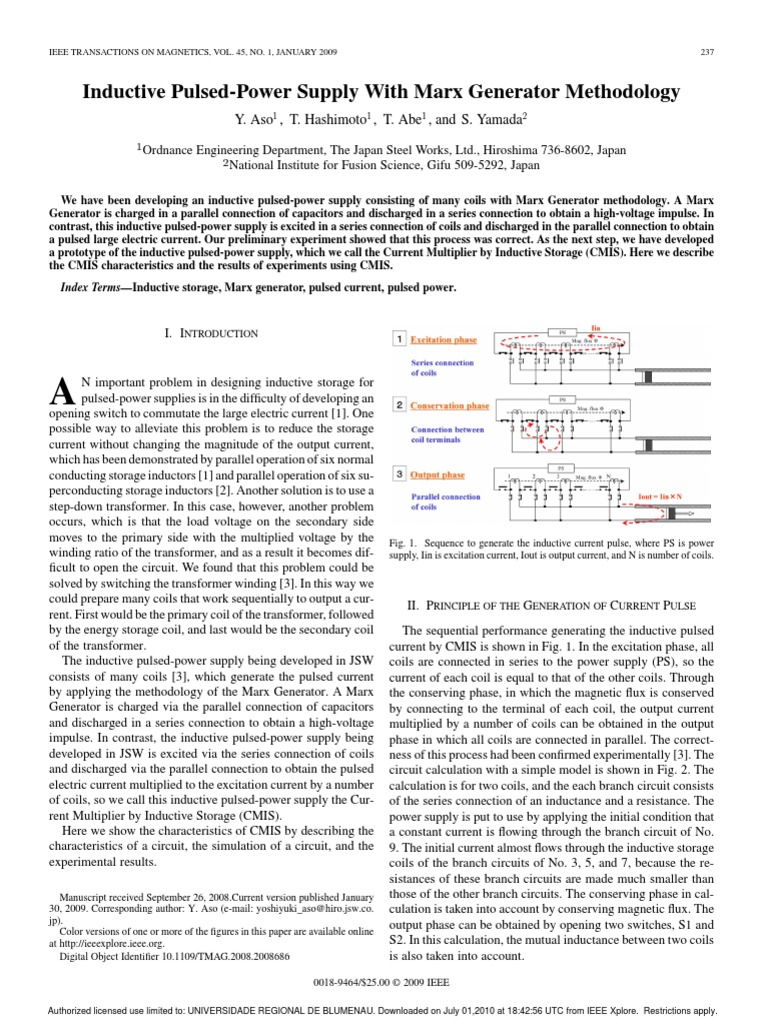 Inductive Pulsed-Power Supply With Marx Generator Methodology | PDF ...