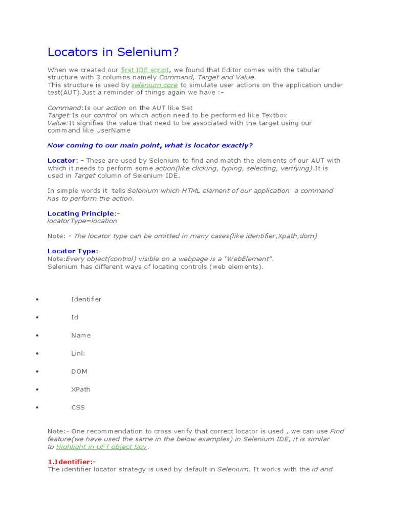 All - About - Locators in Selenium | PDF | Document Object Model ...