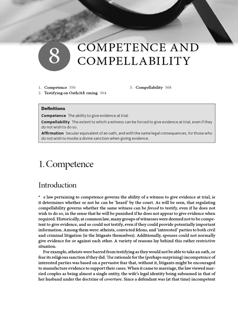 Competence Compellability | PDF | Witness | Oath