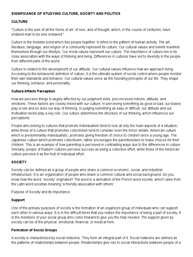 Understanding Culture, Society and Politics | PDF | Anthropology ...
