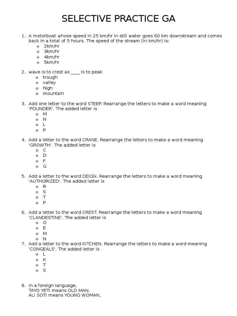 Selective Practice Ga | PDF | Languages | Nature