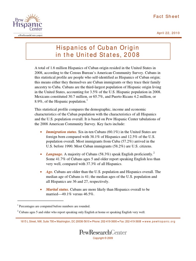 Hispanics of Cuban Origin in The United States | PDF | Hispanic And ...