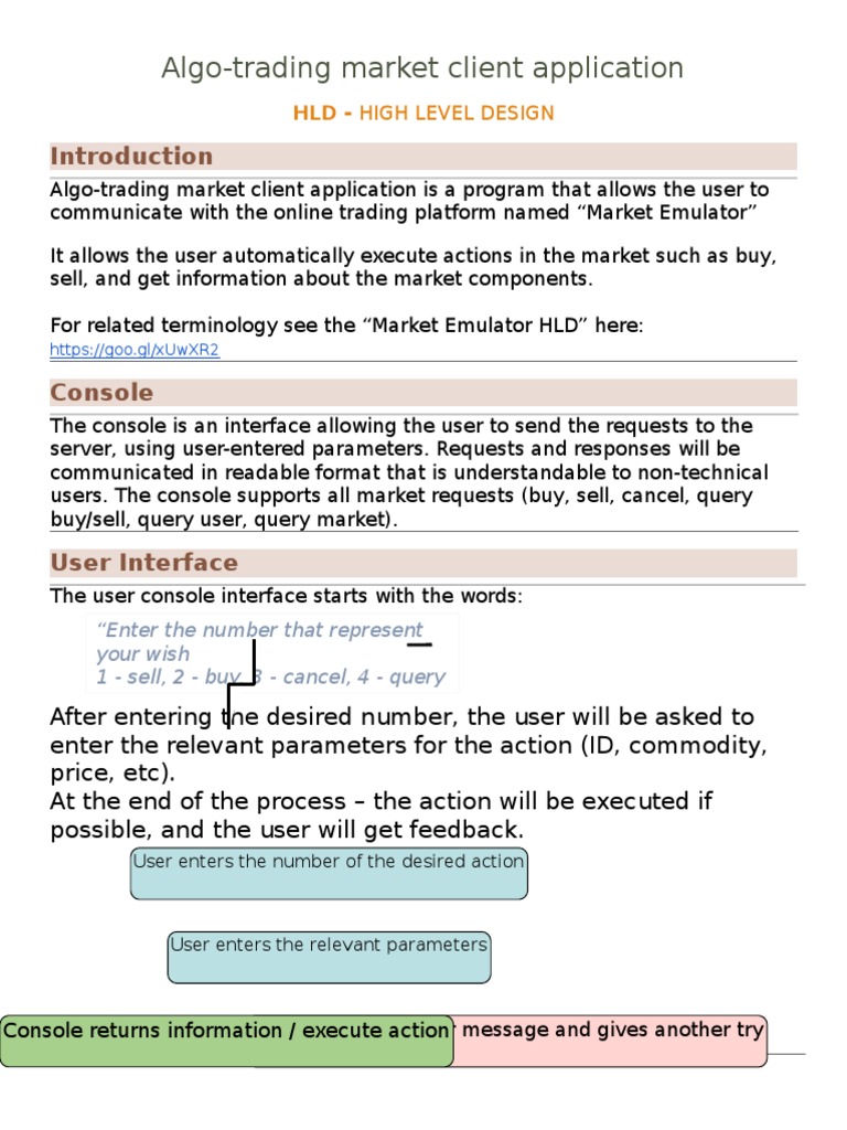 Algo-Trading Market Client Application: HLD - High Level Design | PDF
