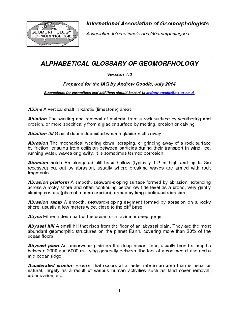 Glossary of Geomorphology | PDF | Erosion | River