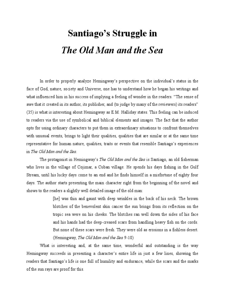 The Old Man and The Sea: Santiago's Struggle in | PDF