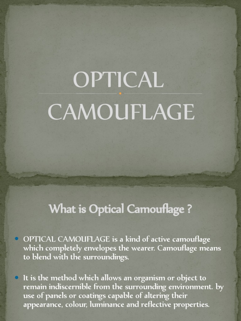Optical Camouflage PPT-Rohith | PDF | Optics | Camouflage