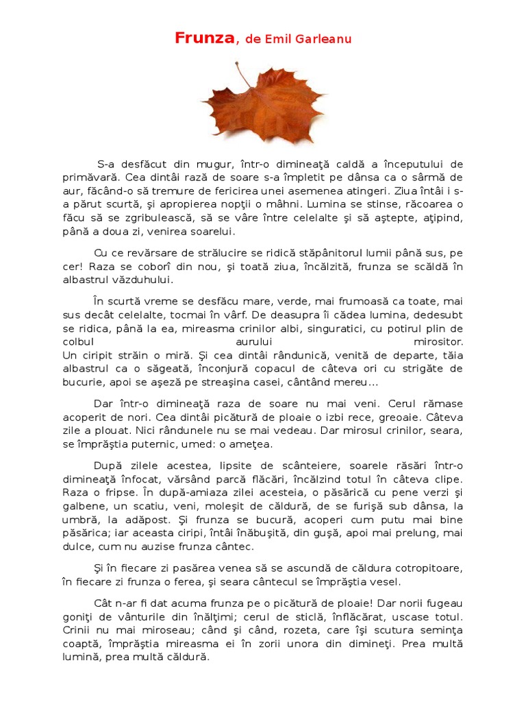 Frunza de Emil Garleanu | PDF