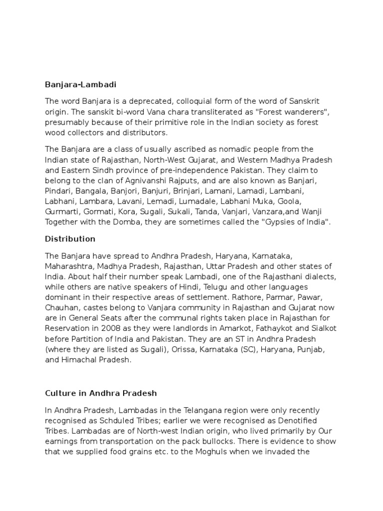 Banjara Caste | PDF | Foreign Language Studies | Religion & Spirituality