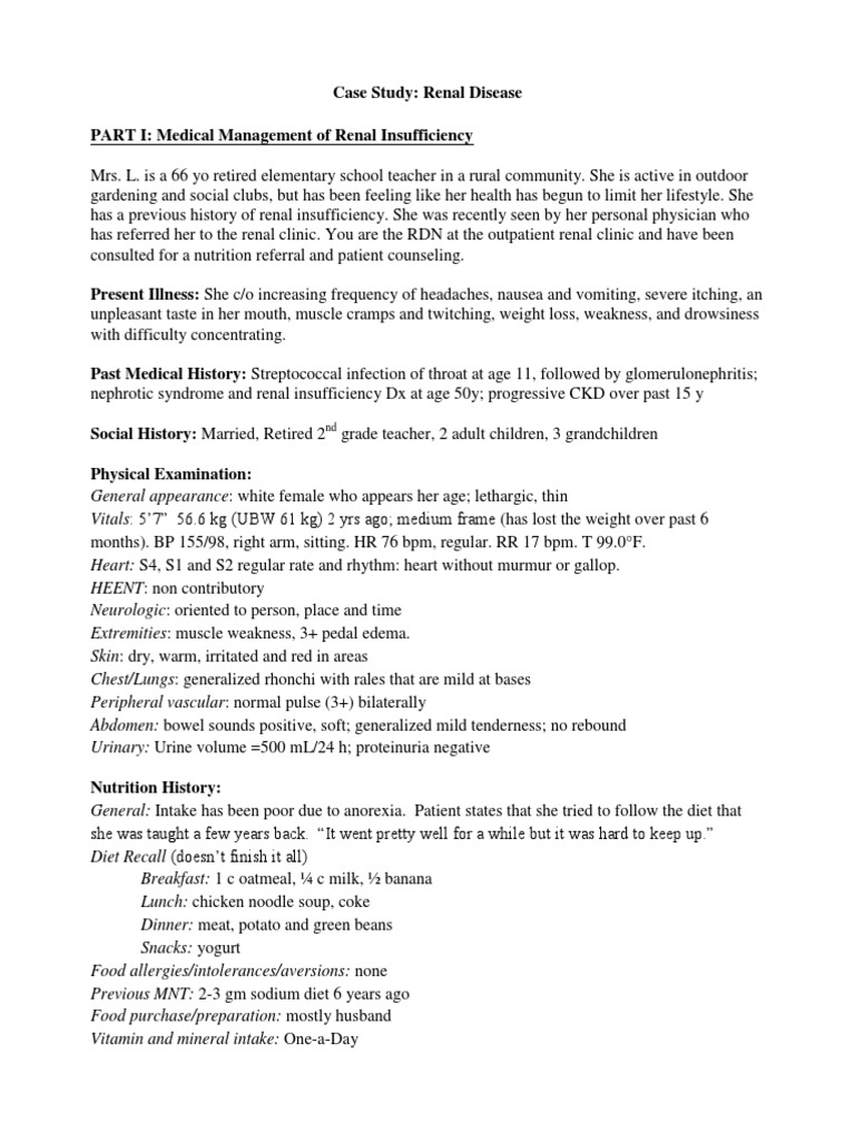 Renal Case Study | PDF | Renal Function | Chronic Kidney Disease