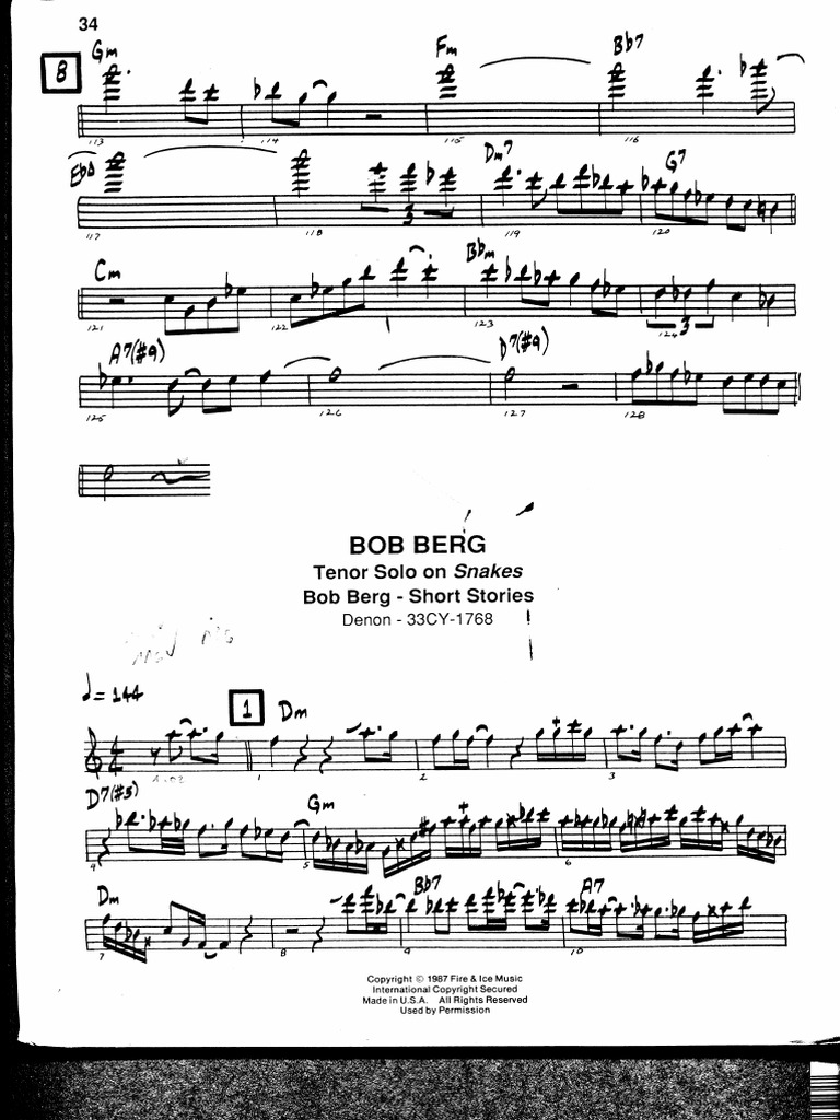 Bob Berg Jazz Tenor Solos Masters of The Tenor Saxophone by Trent ...