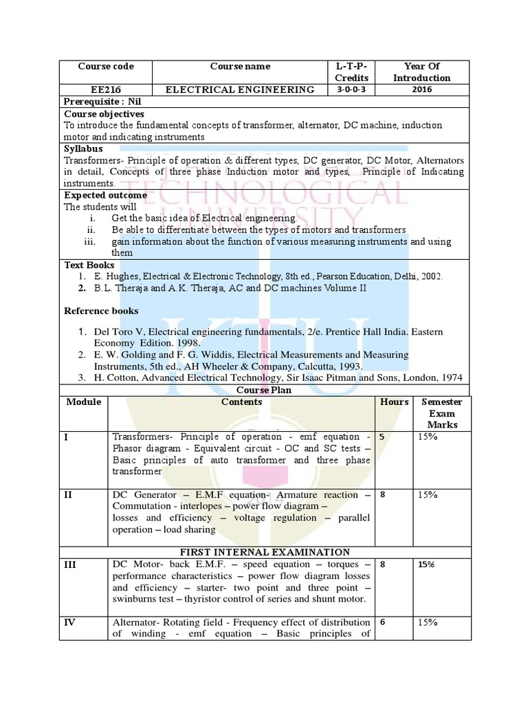 EE216 Electircal Engineering | PDF | Electromagnetic Induction | Electric Power
