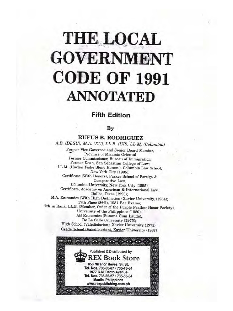 Local Government Code of 1991 Annotated - Rufus Rodriguez