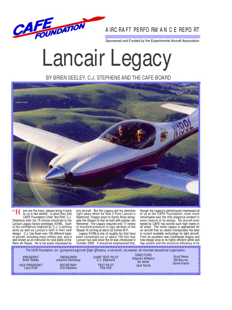 Lancair Legacy Kitplane | PDF | Stall (Fluid Mechanics) | Aircraft ...