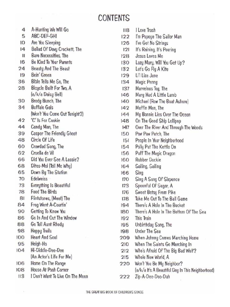 The Great Big Book of Childrens Songs | PDF