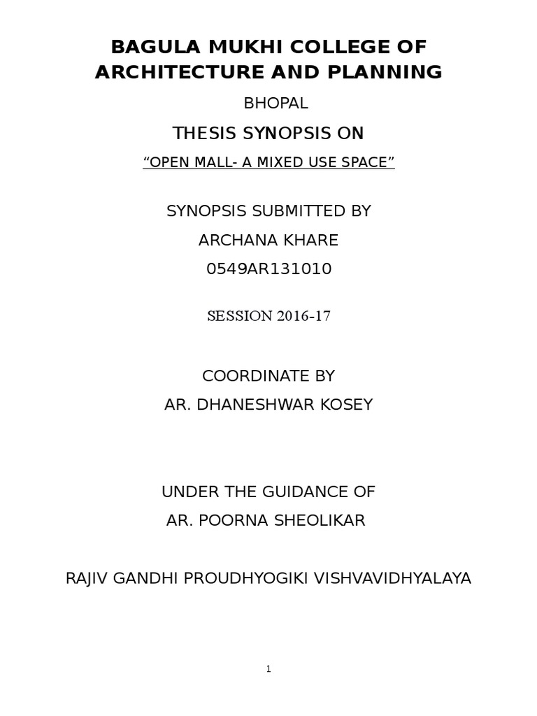 Synopsis For Thesis On Open Mall | PDF | Shopping Mall | Zoning