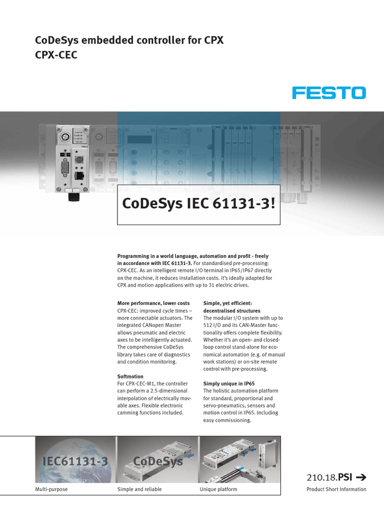 Codesys Iec 61131-3!: Codesys Embedded Controller For CPX Cpx-Cec | PDF | Automation | Computer ...