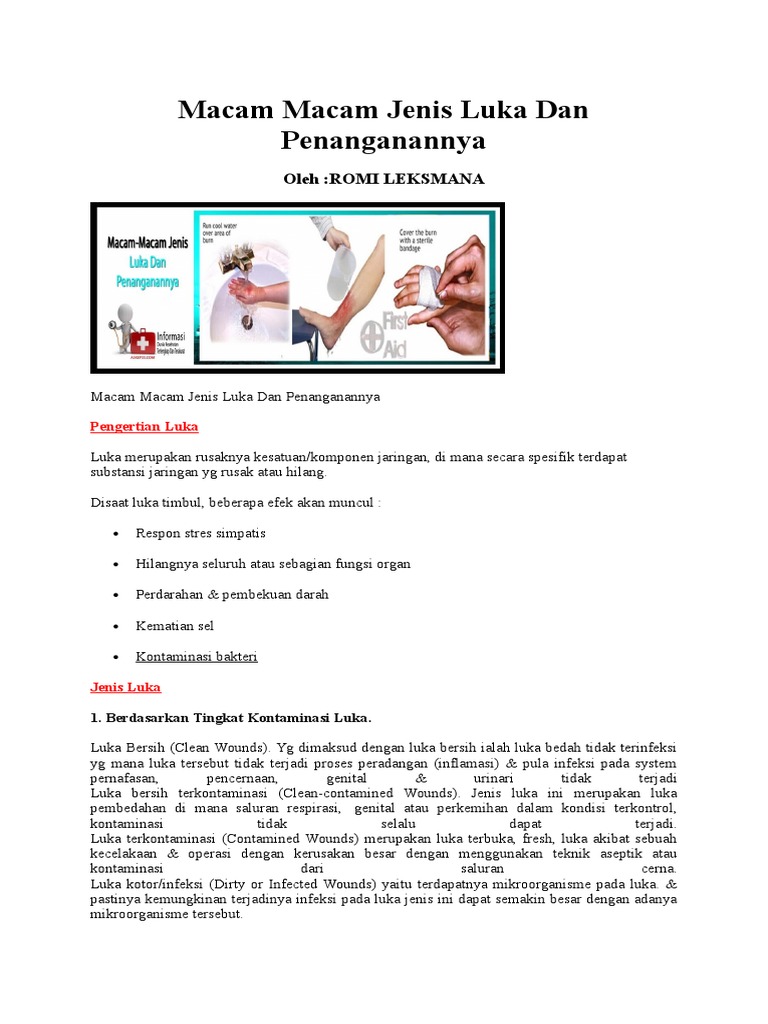 Macam Macam Jenis Luka Dan Penanganannya | PDF