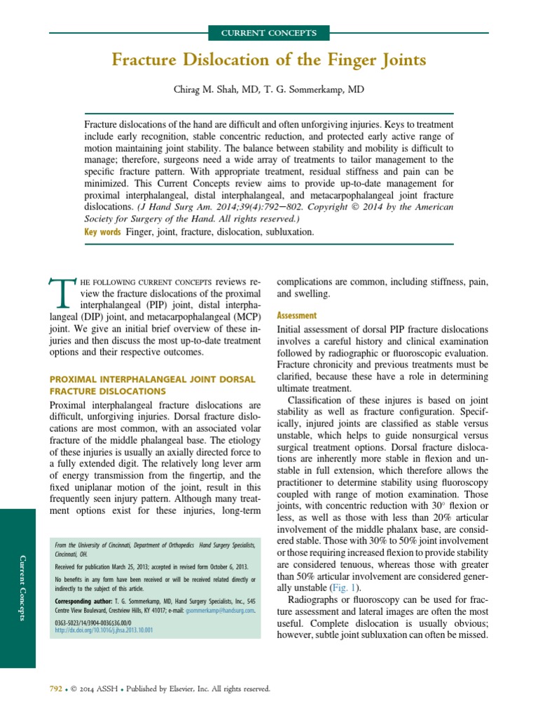 Fracture-Dislocation PIP-DIP JHS 2014 | PDF | Limbs (Anatomy) | Joints