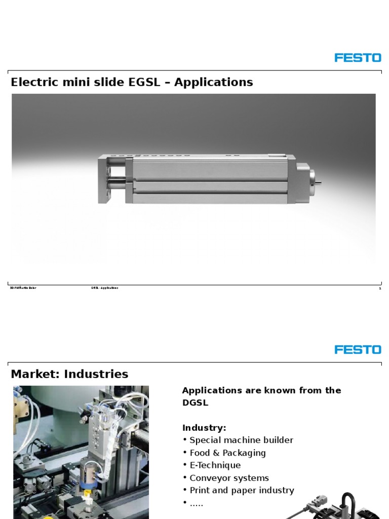 Electric Mini Slide EGSL - Applications | PDF