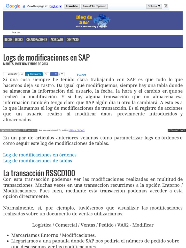 Logs de Modificaciones en SAP | PDF | Tecnología | Negocios