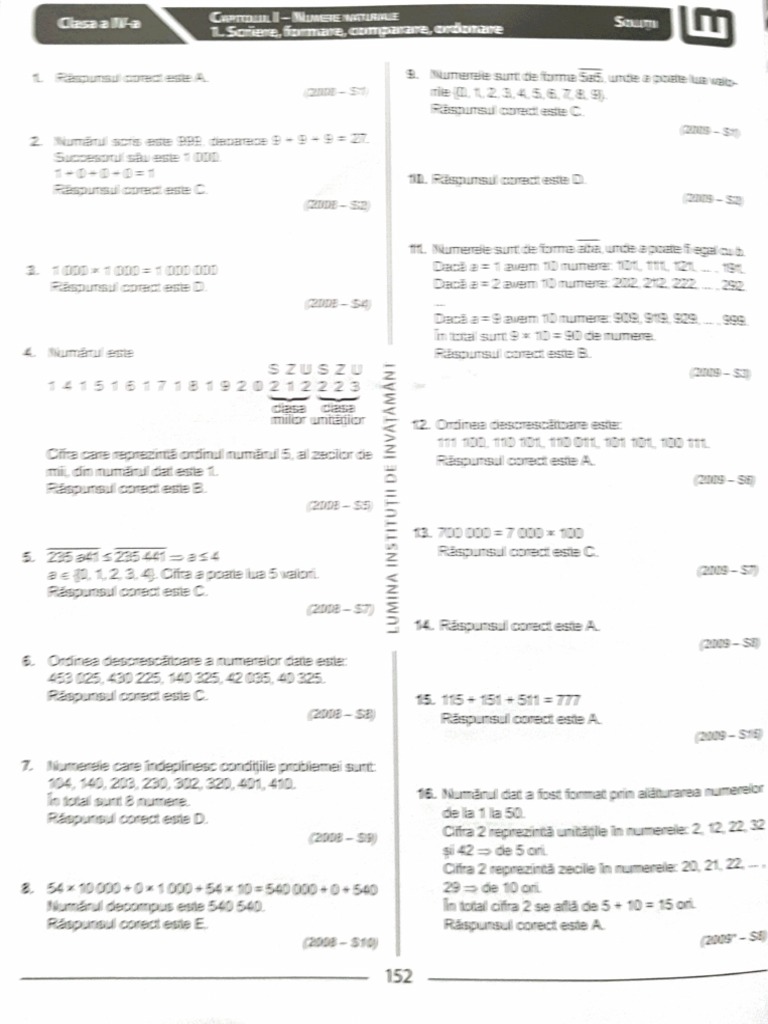 Solutii Exercitii Mate Cls 4 | PDF