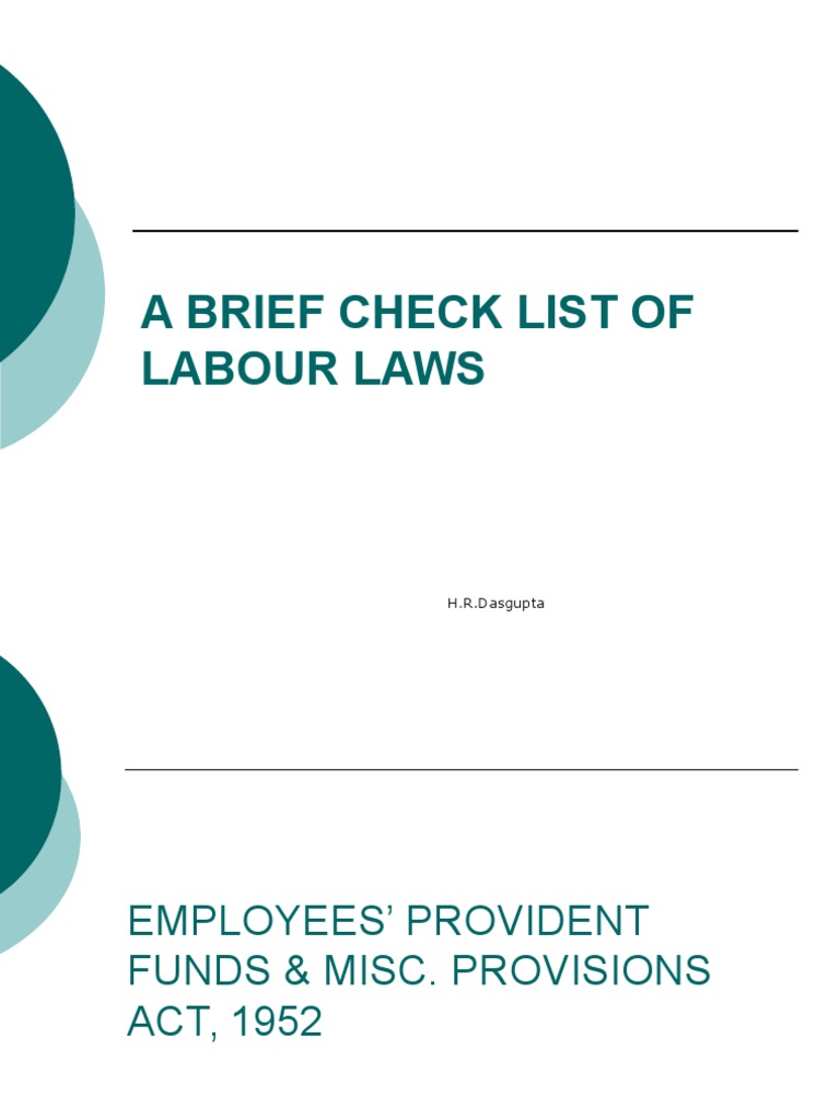 A Brief Check List of Labour Laws: H.R.Dasgupta | Download Free PDF ...