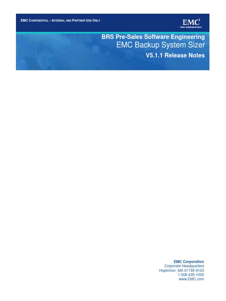 EMC Backup System Sizer Release Notes - 2 | PDF | Web Browser | File Format