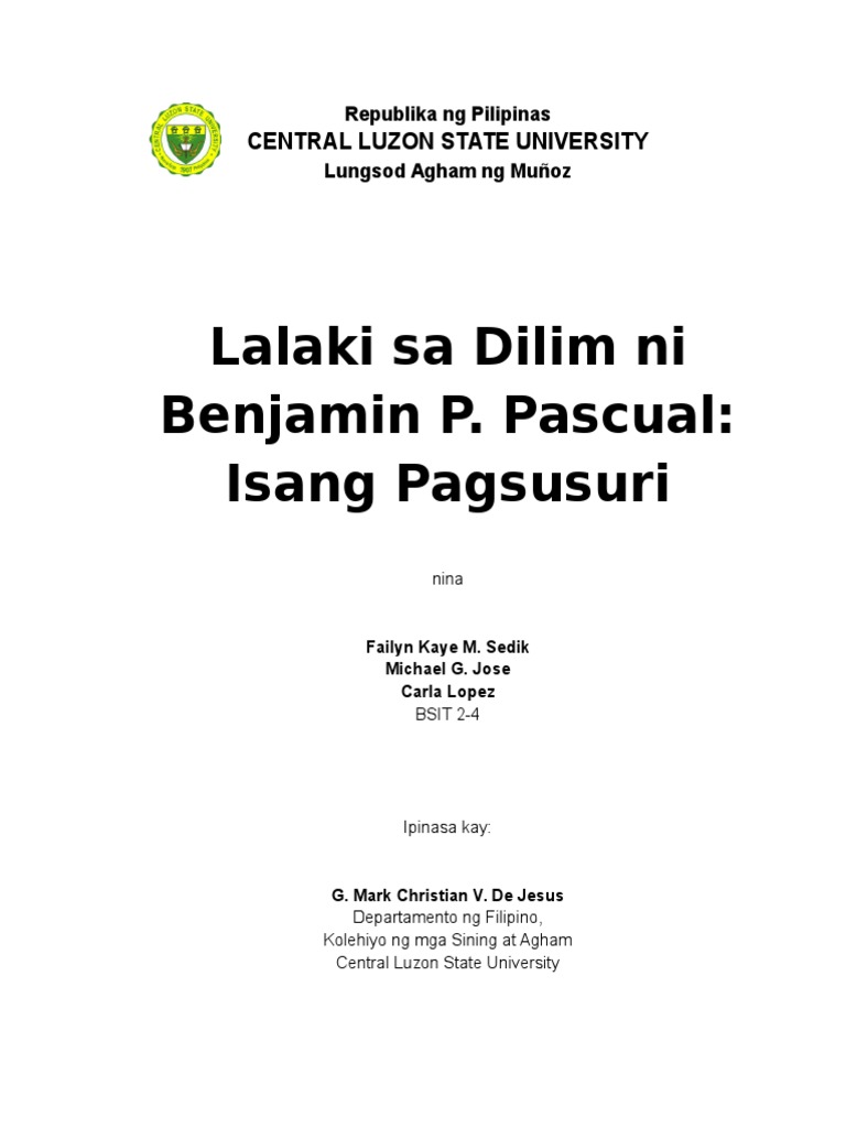 Ang Lalaki sa Dilim ni Benjamin P. Pascual: Isang Pagsusuri