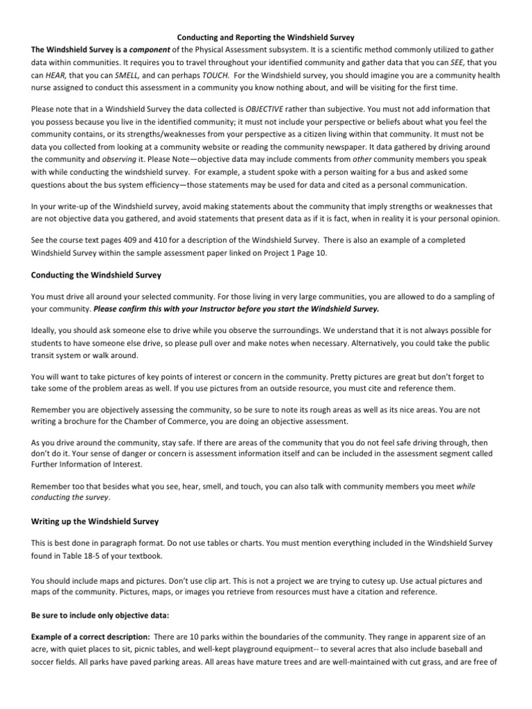 Windshield Survey: Community Assessment Guide | PDF | Community | Parks