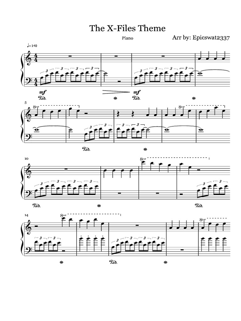 The X-Files Theme Piano Sheets - Free Piano Sheets PDF | PDF