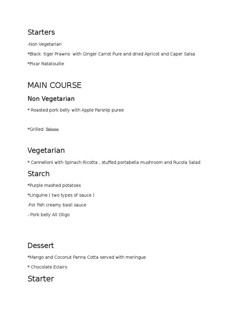 Main Course: Starters | PDF | Zucchini | Salad