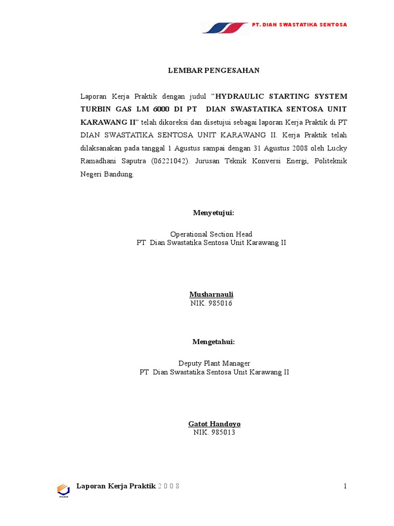 Lembar Pengesahan KP | PDF