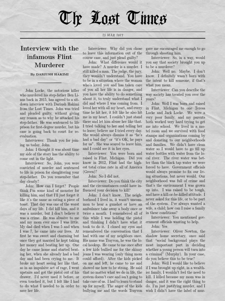 Interview With A Murderer | PDF | Moose | Murder