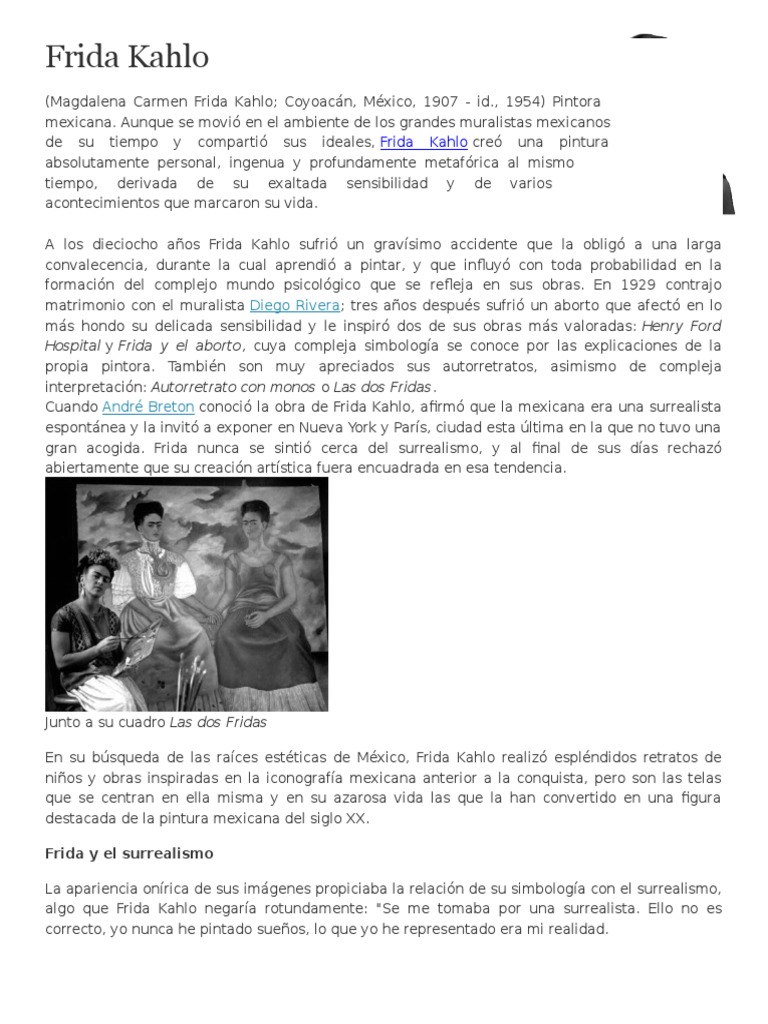 Biografia, Resumen Frida Kahlo | PDF