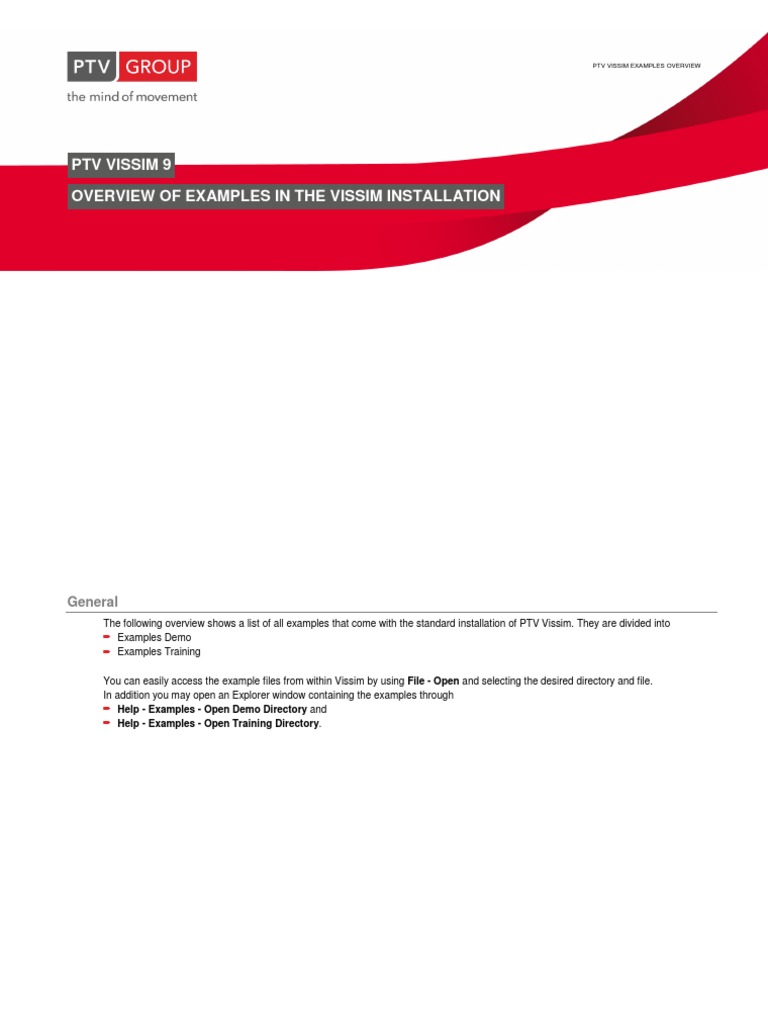 An Overview of PTV VISSIM Example Files: Traffic Simulation Scenarios ...