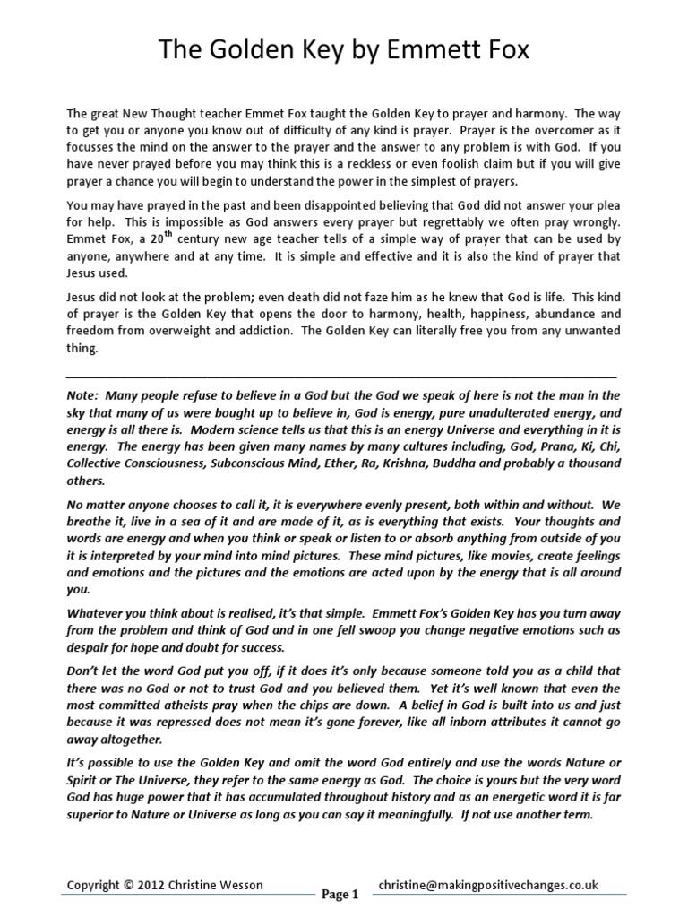 Emmett FOx GOlden Key | PDF | Prayer | Miracle
