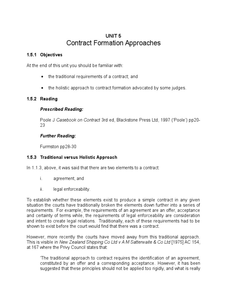 Unit 5 Contract Formation Approaches | PDF | Offer And Acceptance | Justice
