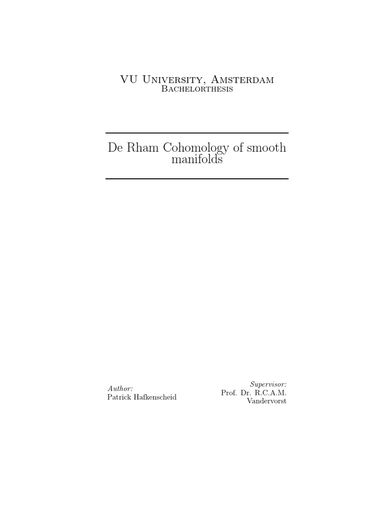 De Rham Cohomology Thesis | PDF | Differentiable Manifold ...