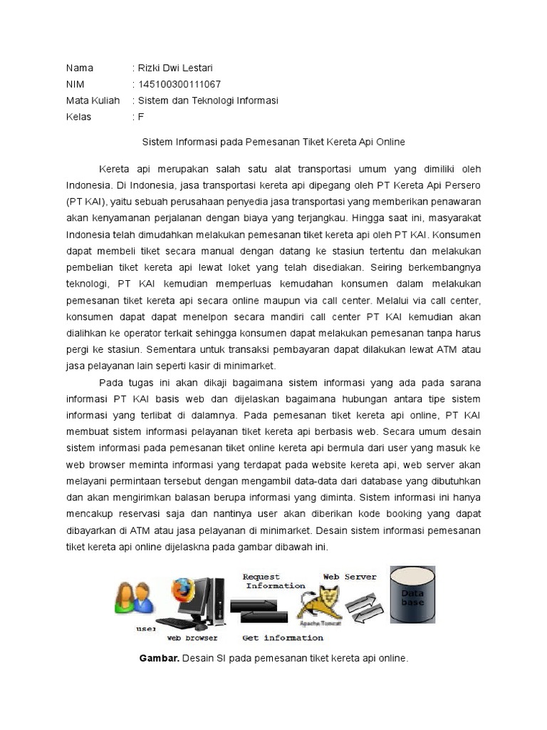 Sistem Informasi Pemesanan Tiket Kereta API Online | PDF