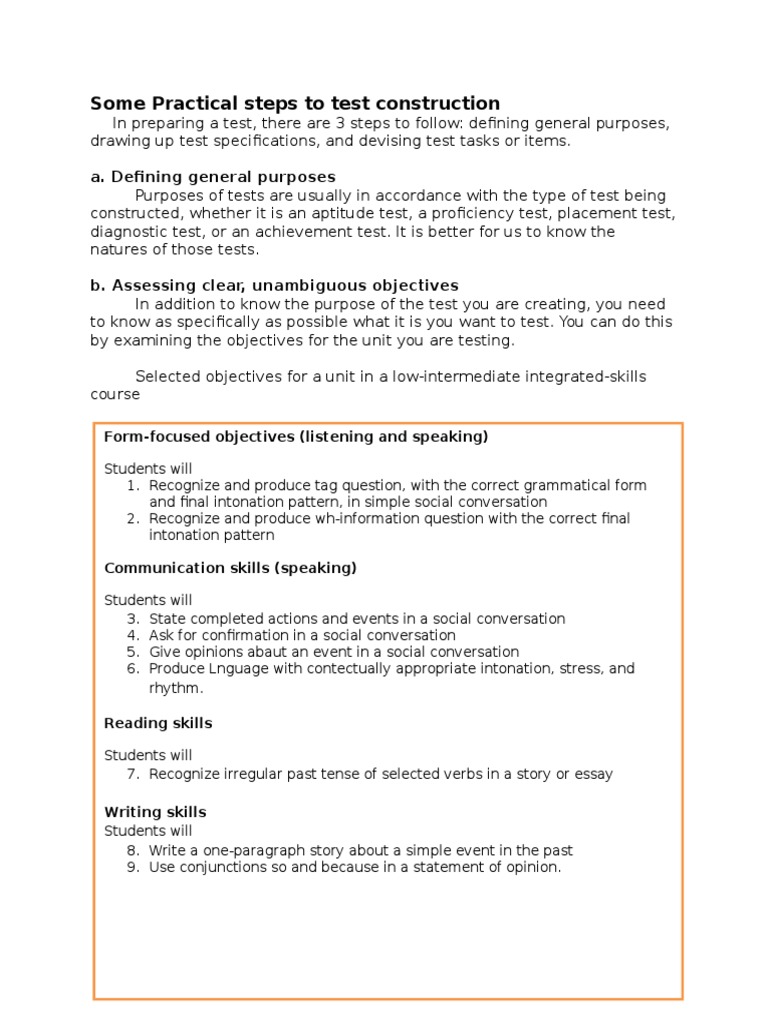 Some Practical Steps to Test Construction | Multiple Choice | Test ...