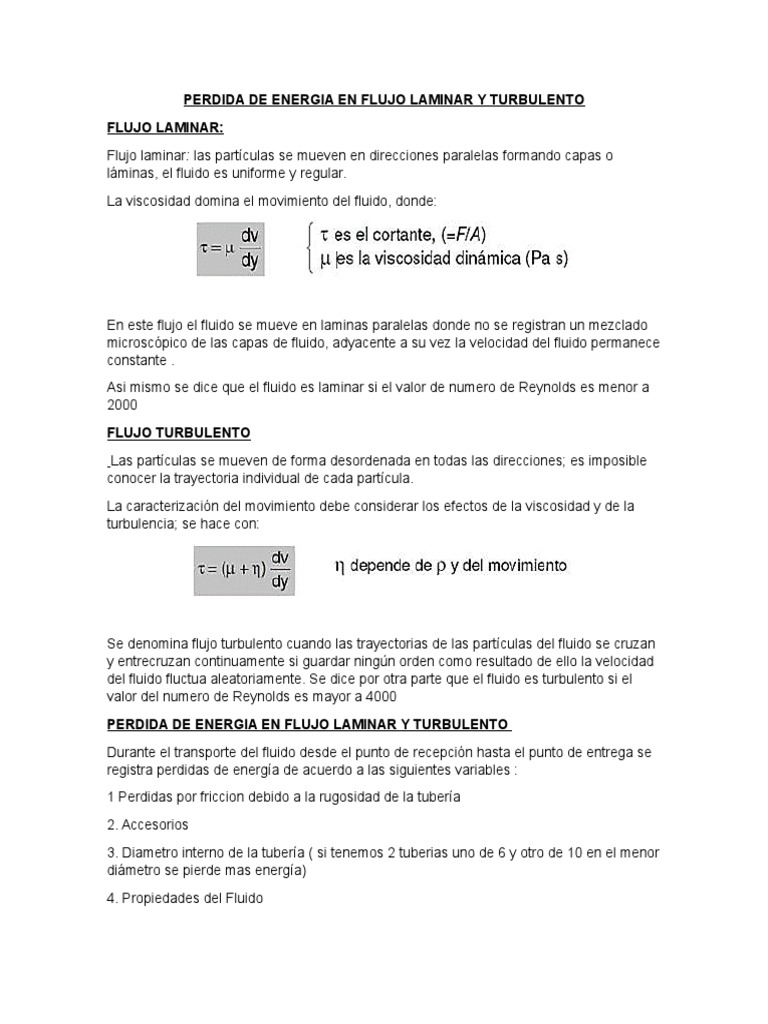 Flujo Laminar y Turbulento | PDF | Flujo laminar | Numero Reynolds