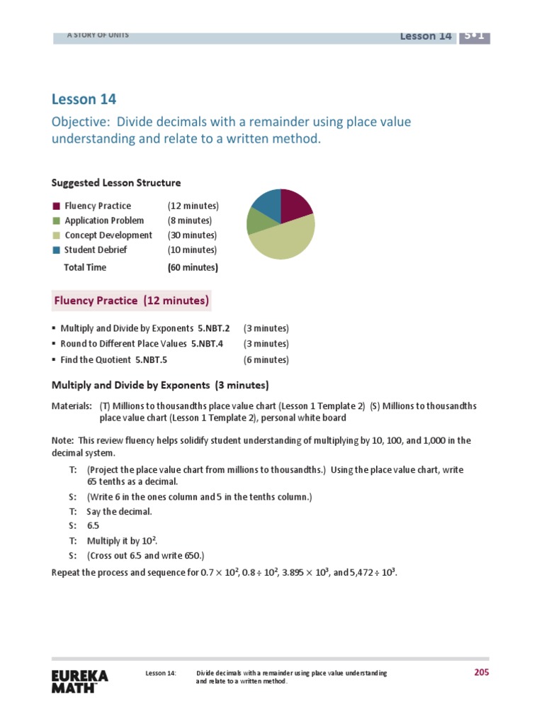 Lesson 14 Grade 5 Module 1 | PDF | Division (Mathematics) | Teaching ...