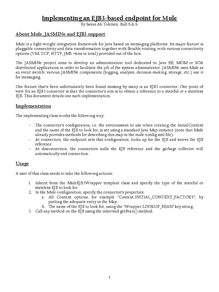 EJB3 Endpoint Implementation for Mule | PDF | Enterprise Java Beans | Java (Programming Language)