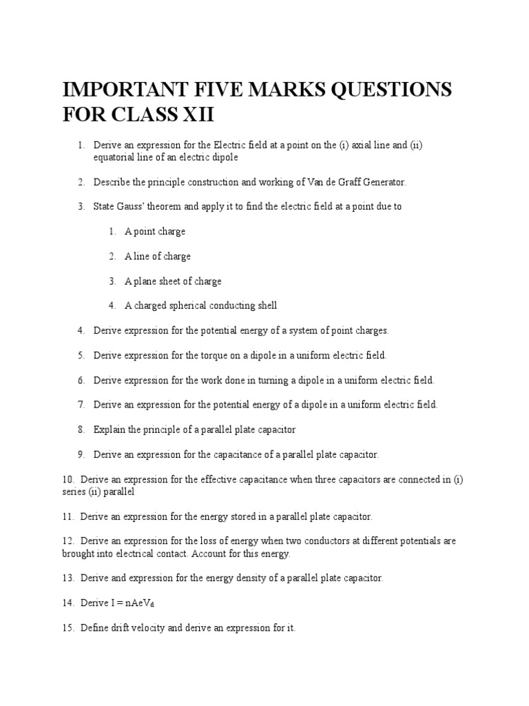 Important Five Marks Questions For Class Xii | PDF | Business